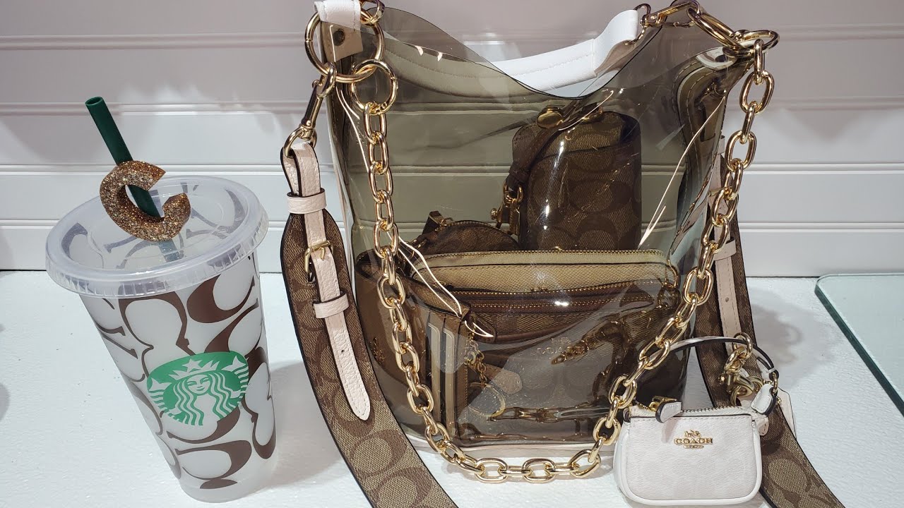 WHAT'S IN MY BAG CLEAR COACH BUCKET BAG | CLEAR BAG SERIES EPISODE 3 ...