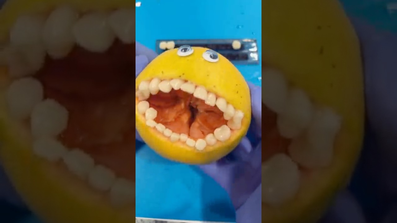 Fruit Surgery- How to add the teeth! Discount Dentist Ep 14! #Shorts # ...