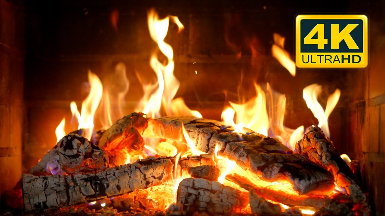 FIREPLACE 4K 🔥 Cozy Fire Background (12 HOURS). Fireplace video with ...