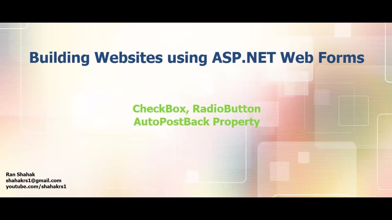 Lab 5 part 1 - RadioButton, CheckBox, AutoPostBack מעבדה 5 - YouTube