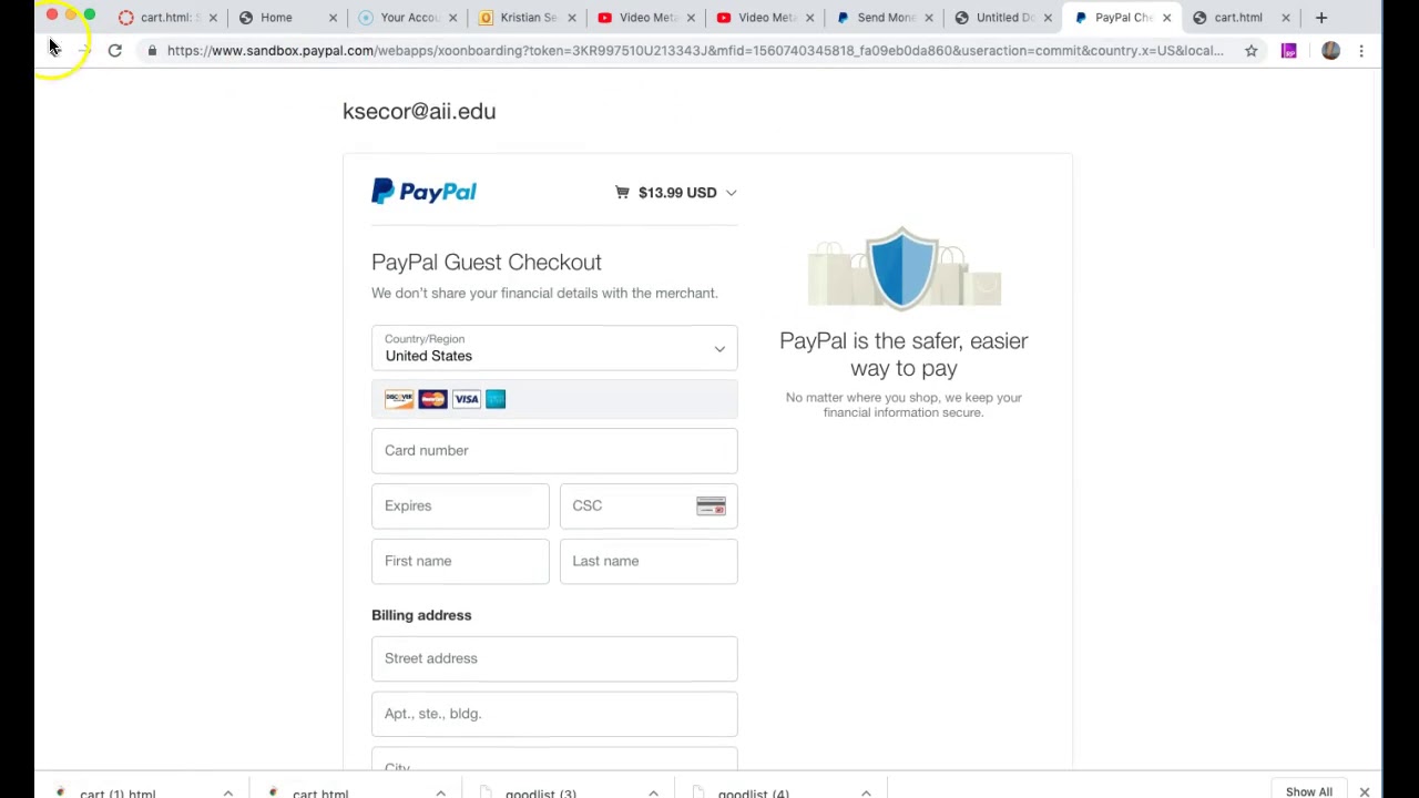 A quick glimpse/demo of a simple paypal cart - YouTube