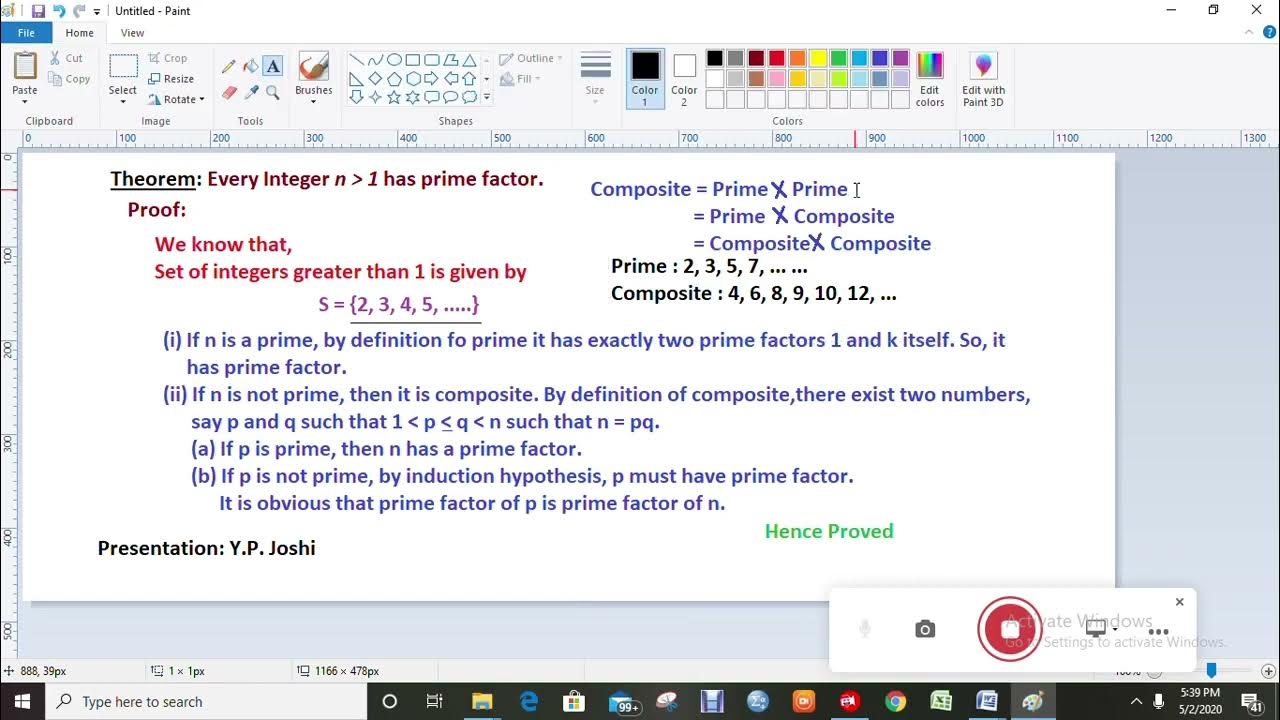 Number Theory/Every integer greater than 1 has a prime factor/YP Joshi. - YouTube