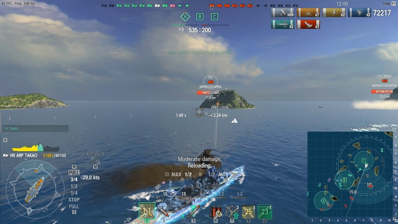 world of warships(월드 오브 워쉽) - ARP Takao 136k dmg(타카오 13.4만딜) - YouTube