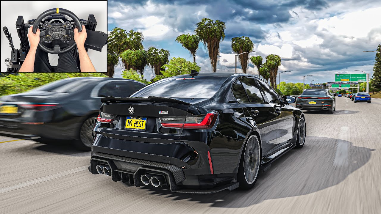 BMW M3 G80 No Hesi Traffic Cut Up (NEW MAP) | Assetto Corsa | Steering ...
