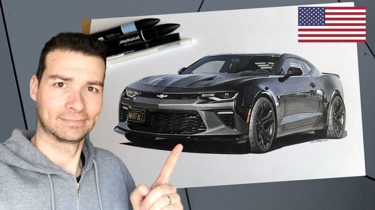 Drawing a Chevrolet Camaro SS (Time lapse video) - YouTube