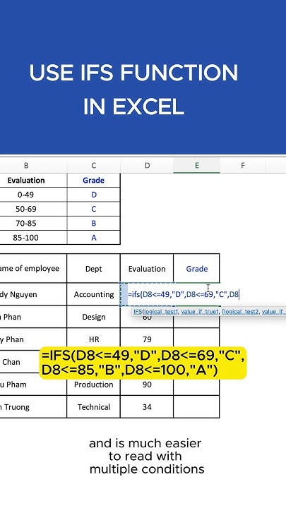 How use IFS function in excel | IFS formula | Excel tips | Excel learning. - YouTube