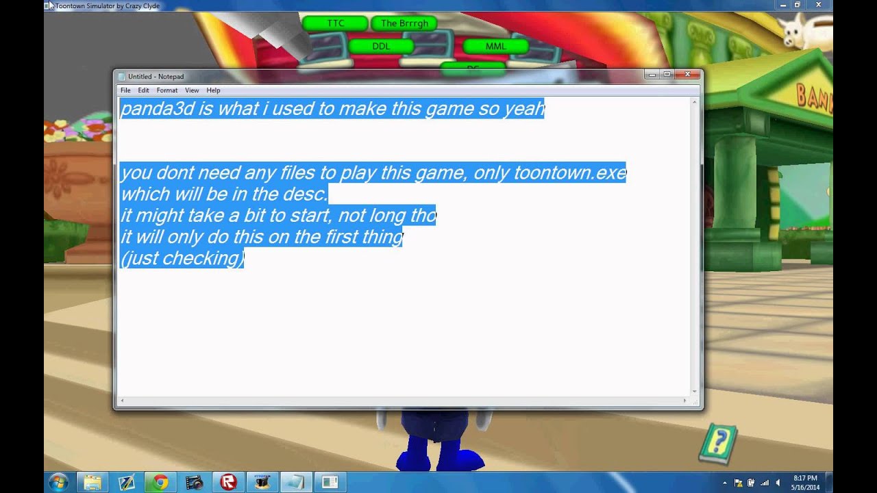 Toontown.exe Gameplay (my tt simulator) - YouTube