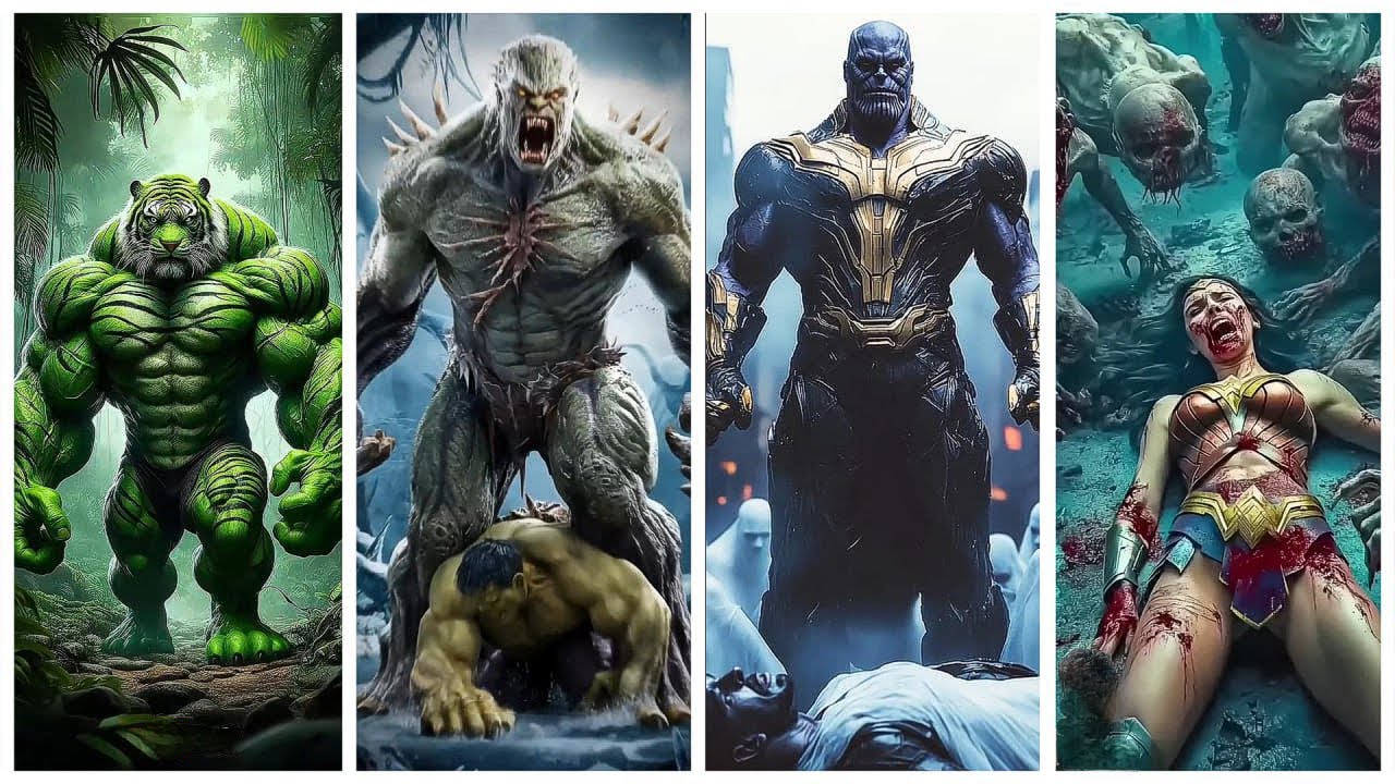 AI SUPERHERO MEGA BATTLE #312 SUPERHERO BATTLE TIGER VS HULK VS THANOS ...