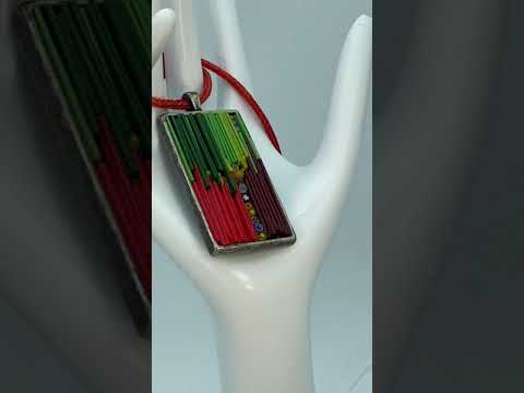 Gioiello collana con ciondolo in mosaico su metallo Rettangolo GRE31