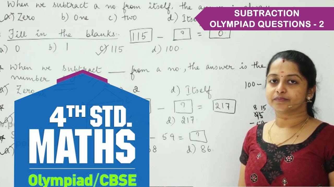 4th Std Maths Olympiad | Subtraction - Olympiad Questions - 2 | Olympiad Mathematics - YouTube