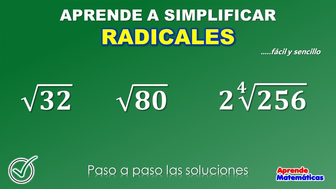 SIMPLIFICAR RADICALES. Reducir un radical a su mínima expresión o en su ...