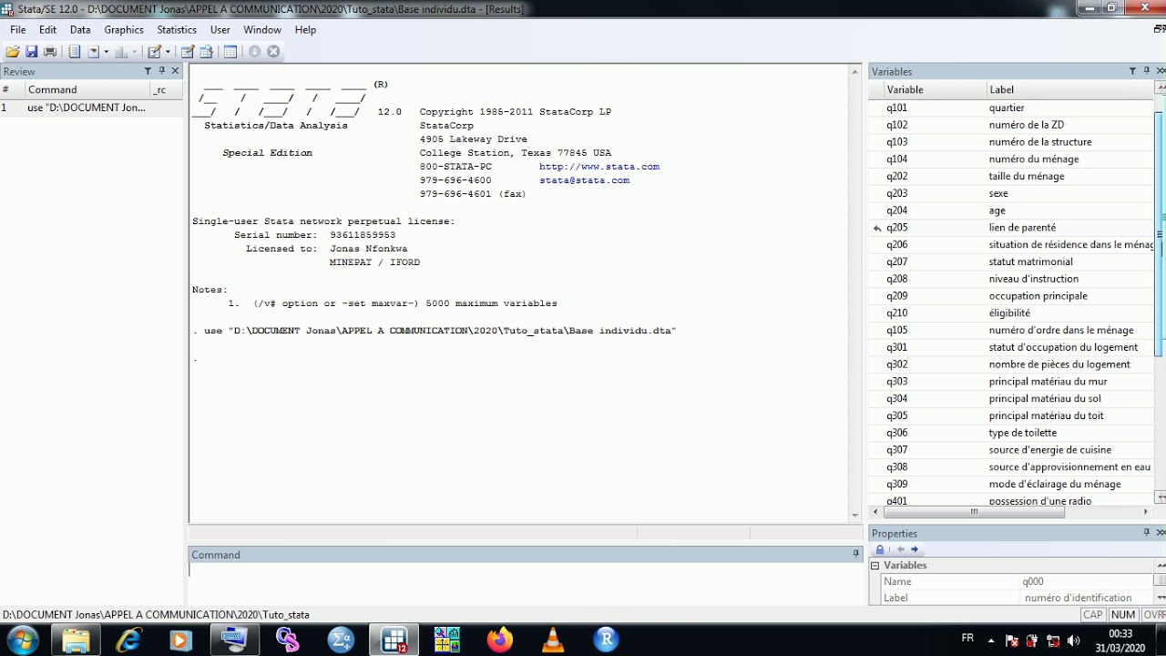 Comment créer et recoder une variable qualitative avec le logiciel stata - YouTube