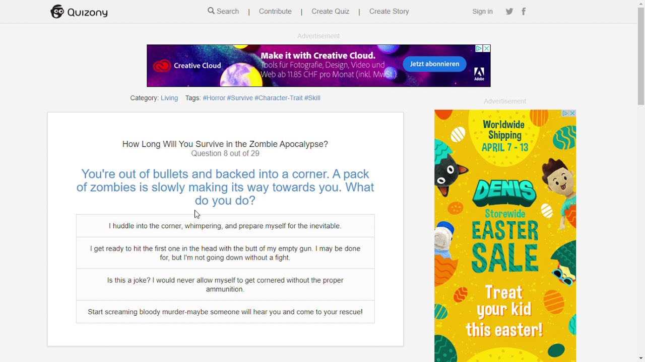 TAKING THE ZOMBIE APOCALYPSE QUIZ!!!! - YouTube