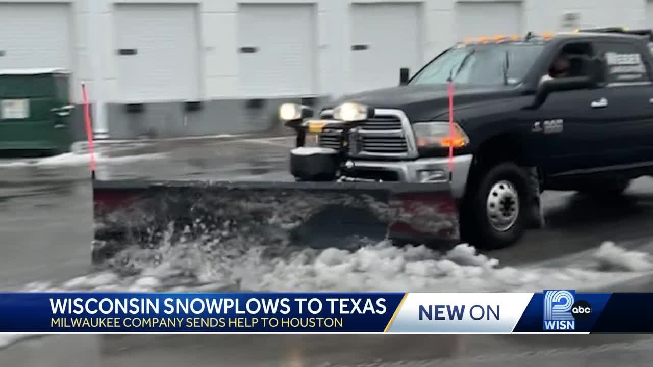 Wisconsin landscaping company sends help to plow snow in Houston - YouTube