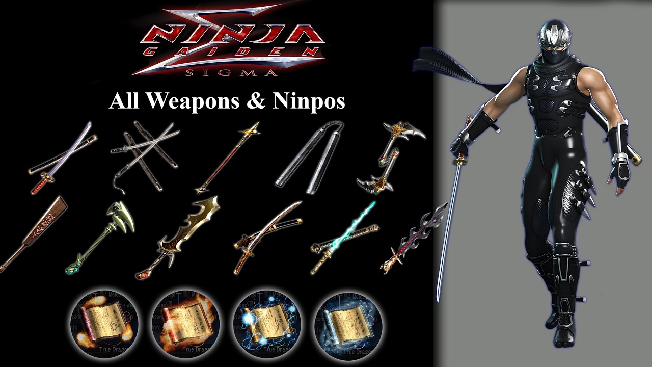 【Ninja Gaiden Sigma】Ryu's Moveset | All Melee Weapons, Projectile ...
