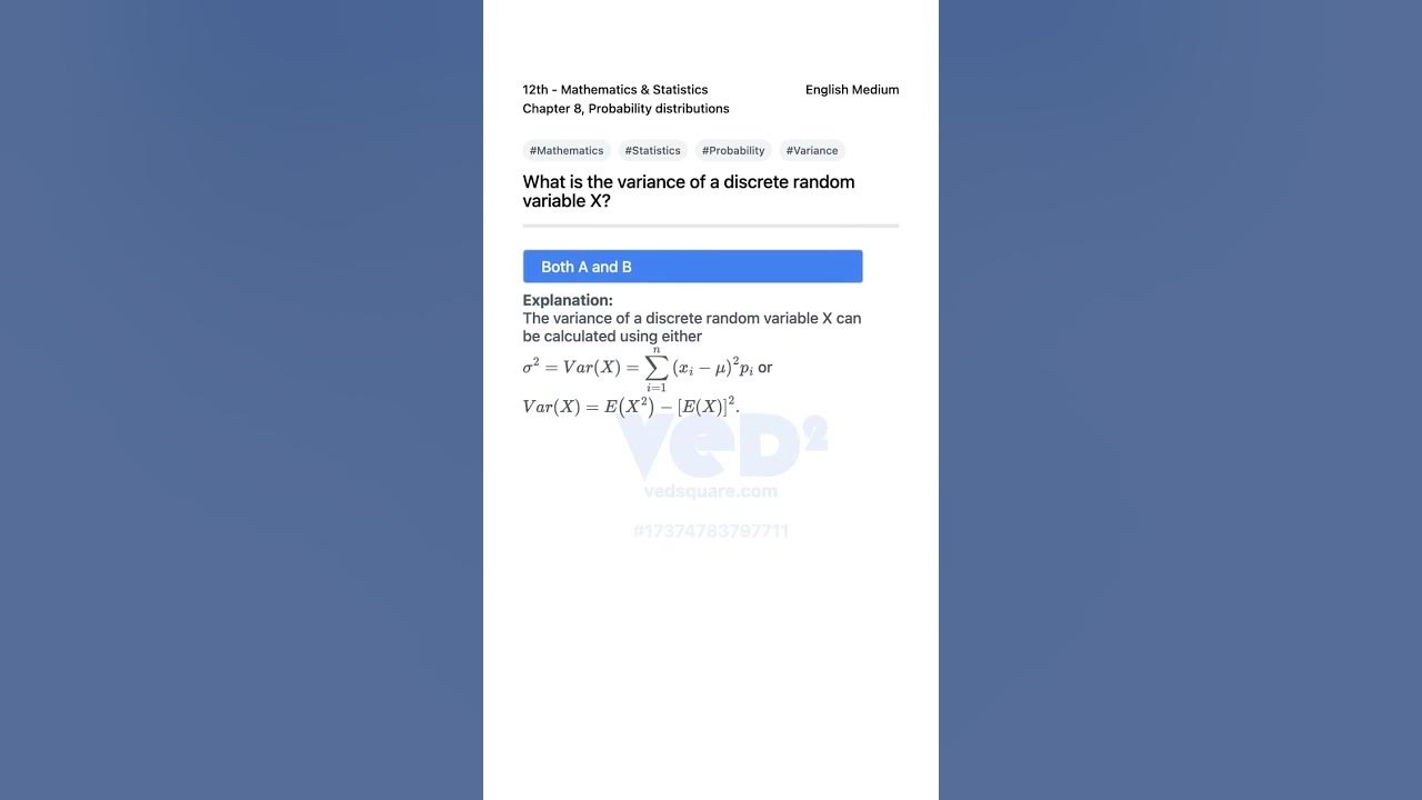 Variance of Discrete Random Variable Explained - YouTube