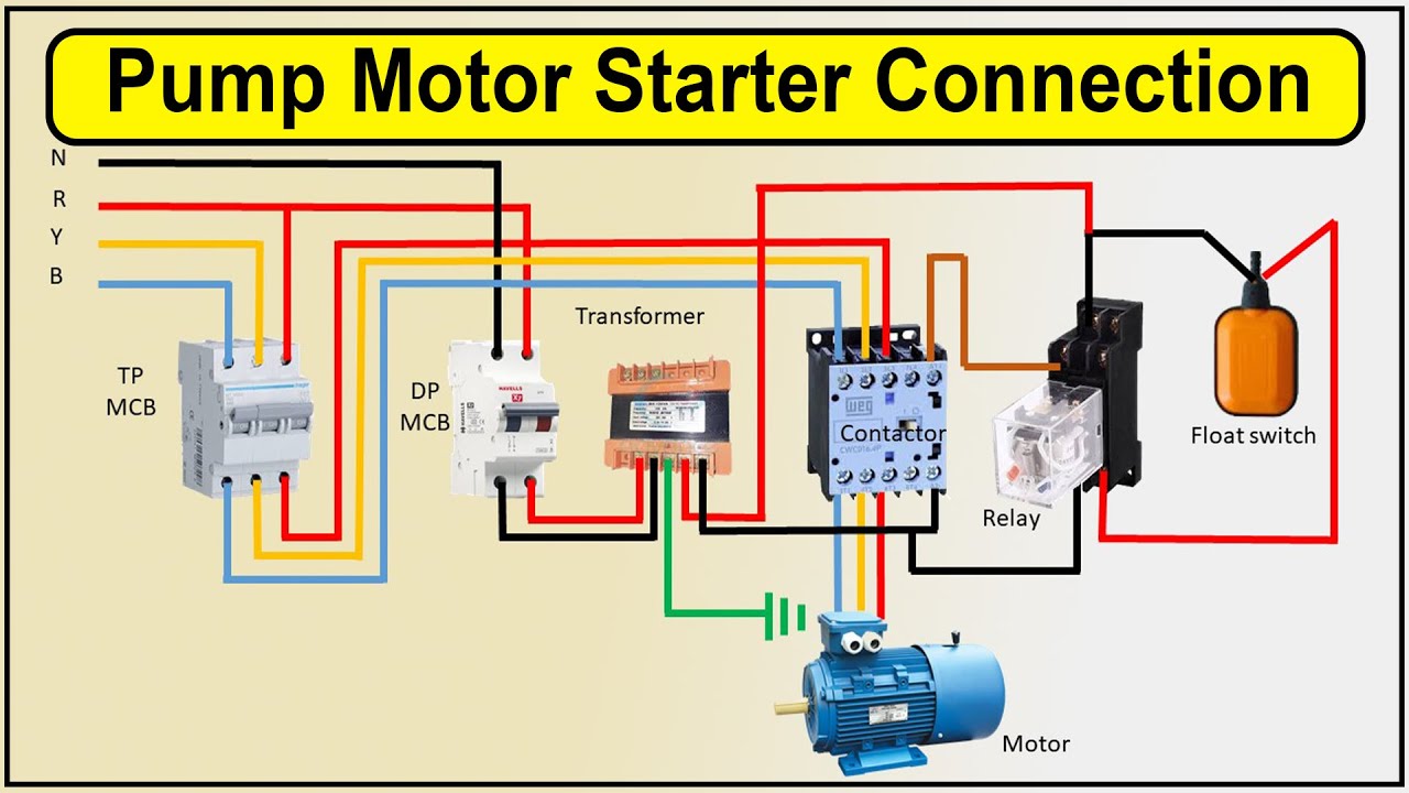 How To Make Pump Motor Starter Connection | 3 Phase Motor Starter ...