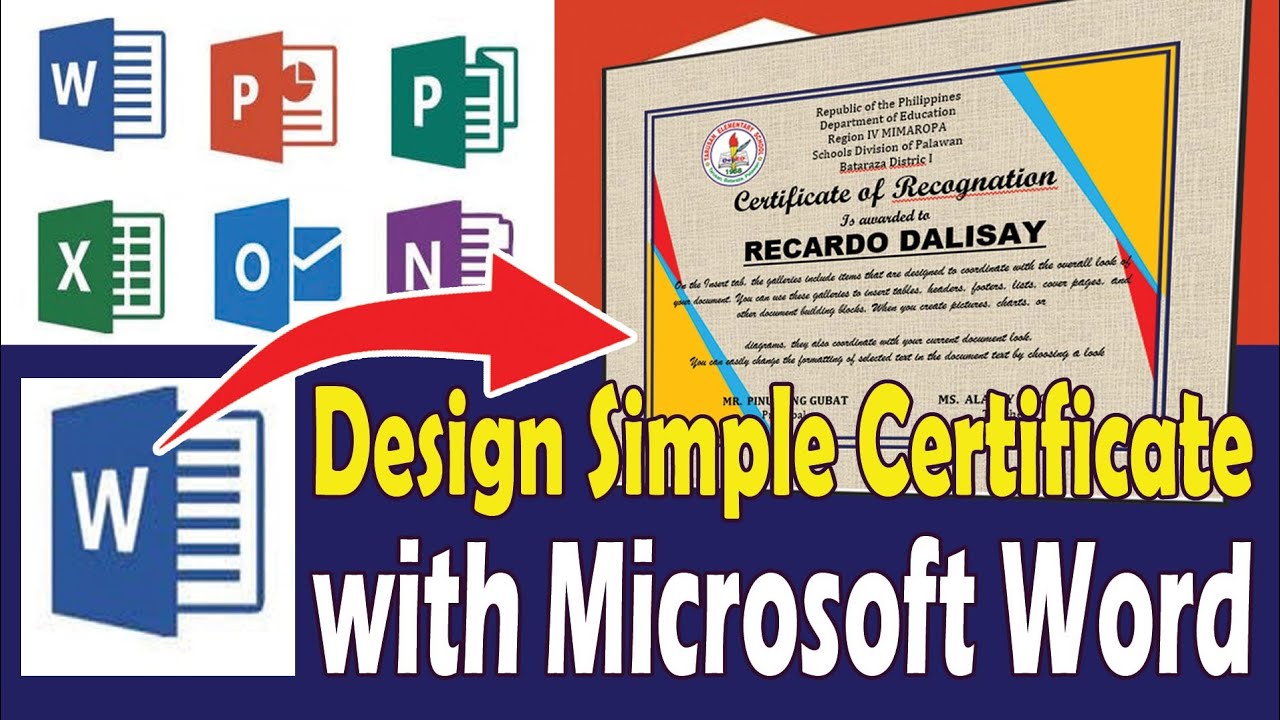 Create Simple Certification on Microsoft Word - YouTube