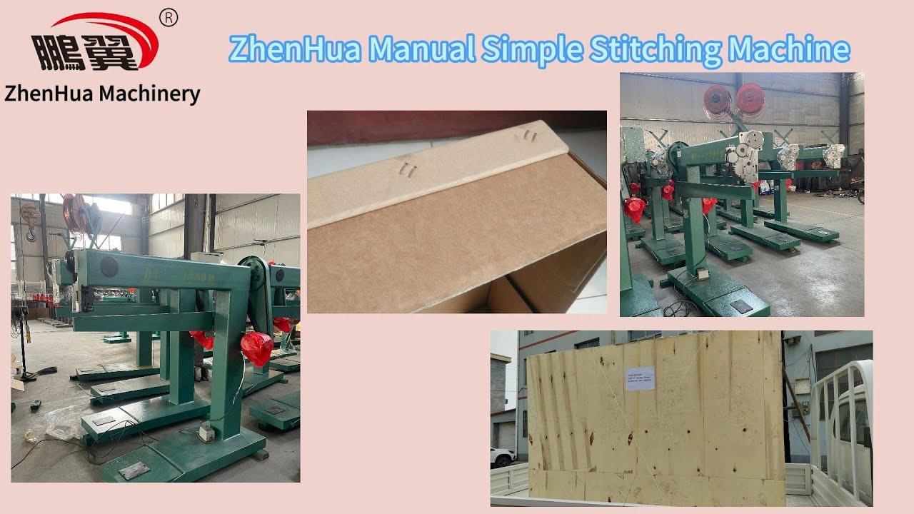 corrugated box stitching machine manual feeding - YouTube
