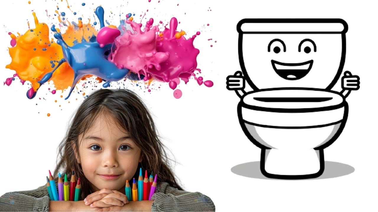 Funny Potty Toilet ️💕 Drawing For Kids - Coloring Sketch For Children ...