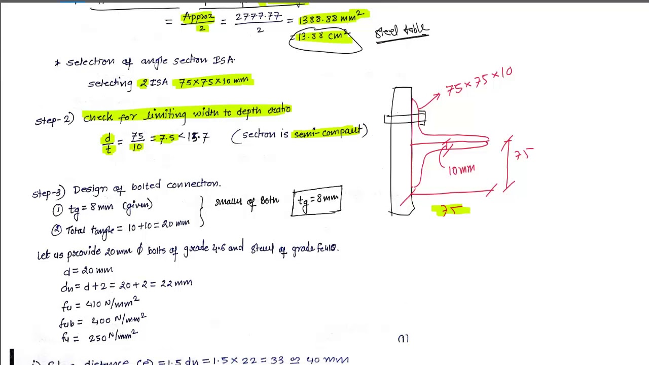 Design of double angle section by limit state method - YouTube