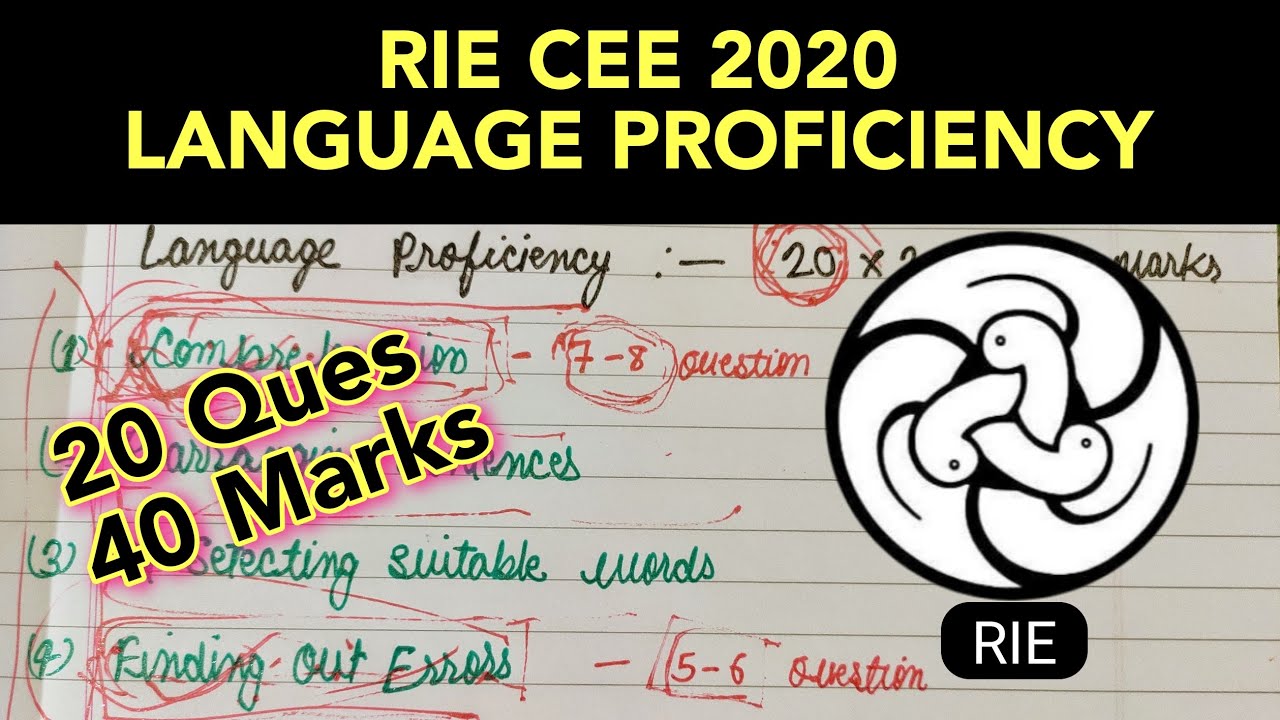 RIE CEE 2020 Exam Syllabus | Language Proficiency 40 Marks Explained ...