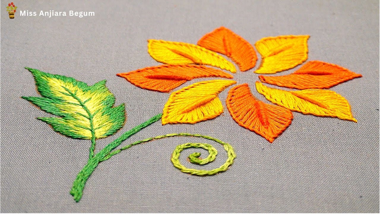 How to Use Satin Stitch on Leaf Embroidery || Flower Embroidery ...