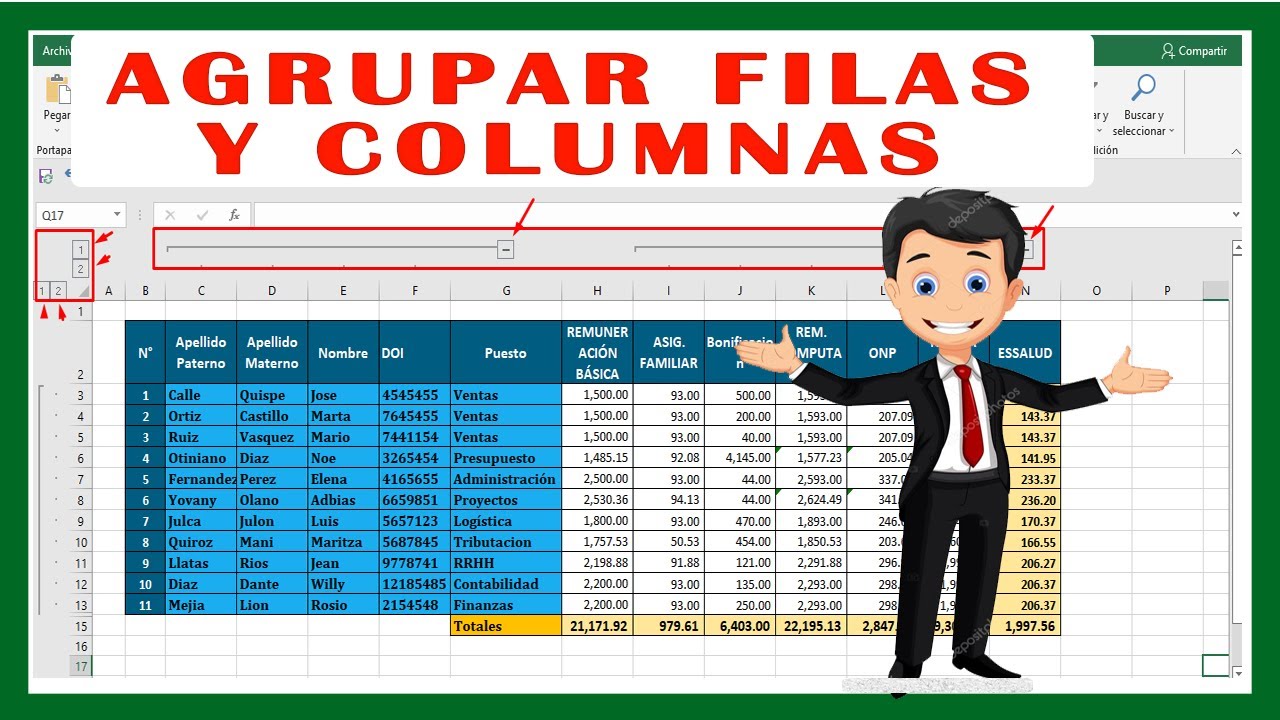 Como agrupar filas y columnas en Excel - Fácil - YouTube