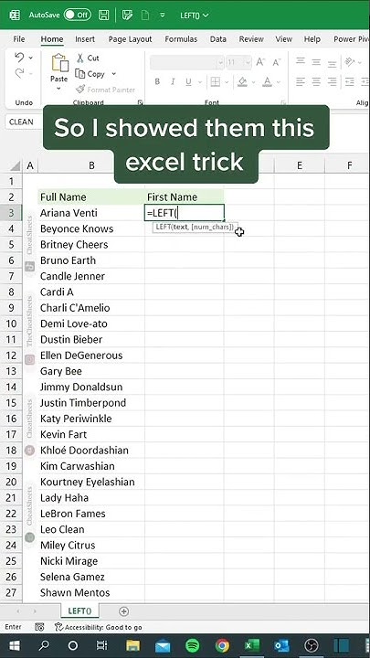 Shorts Extract First Name In Excel Like This 🤓 Excel Shorts Shortsvideo Viralshorts 