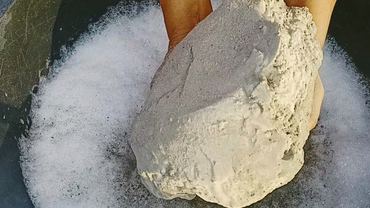 ASMR very soft sand and pur cement silk mixed dart charcoal dipping ...