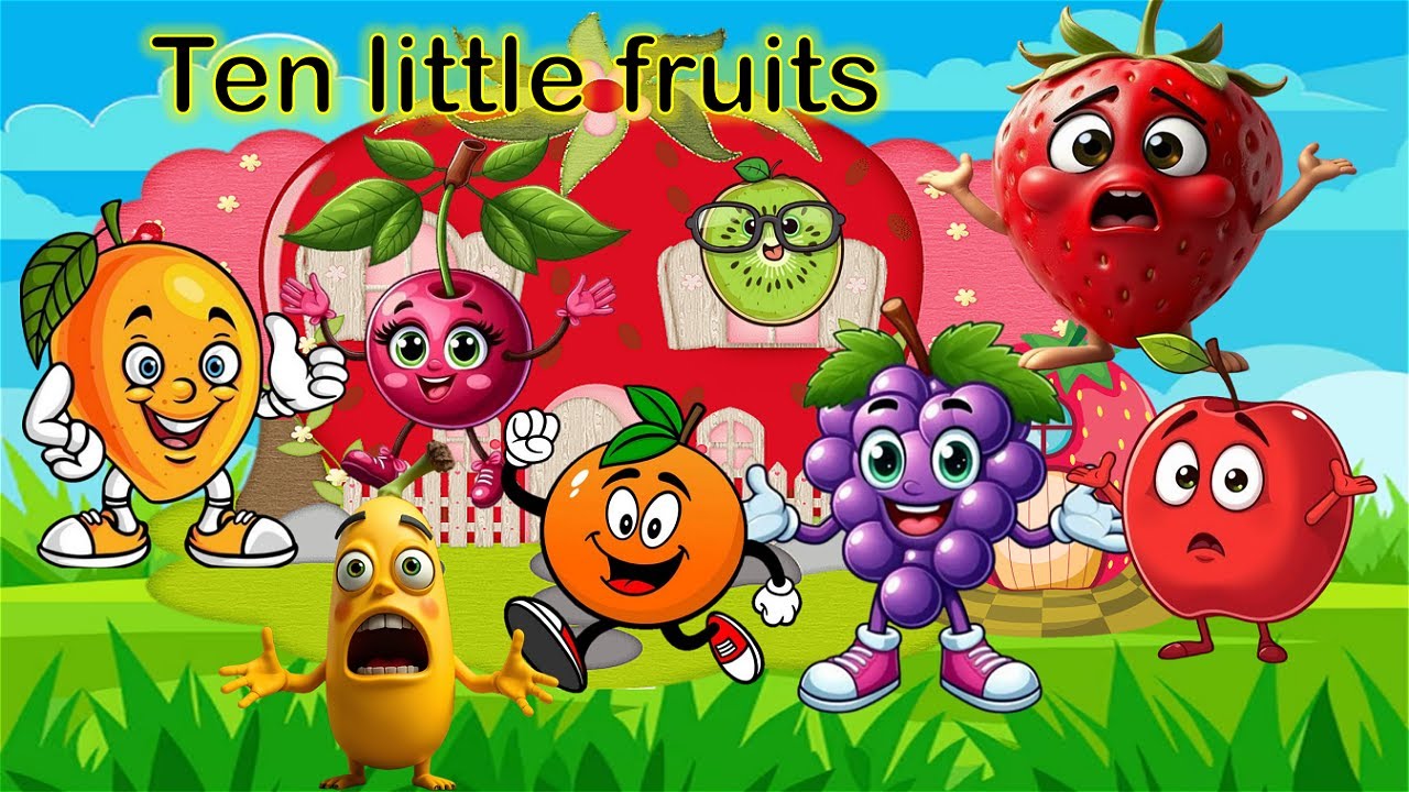 Ten Little Fruits Jumping On The Bed, Kids Song | Sing Along with kids ...