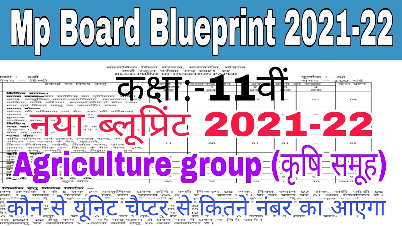 Class 11th Agriculture all subjects new blueprint 2021-22 | Mp Board ...