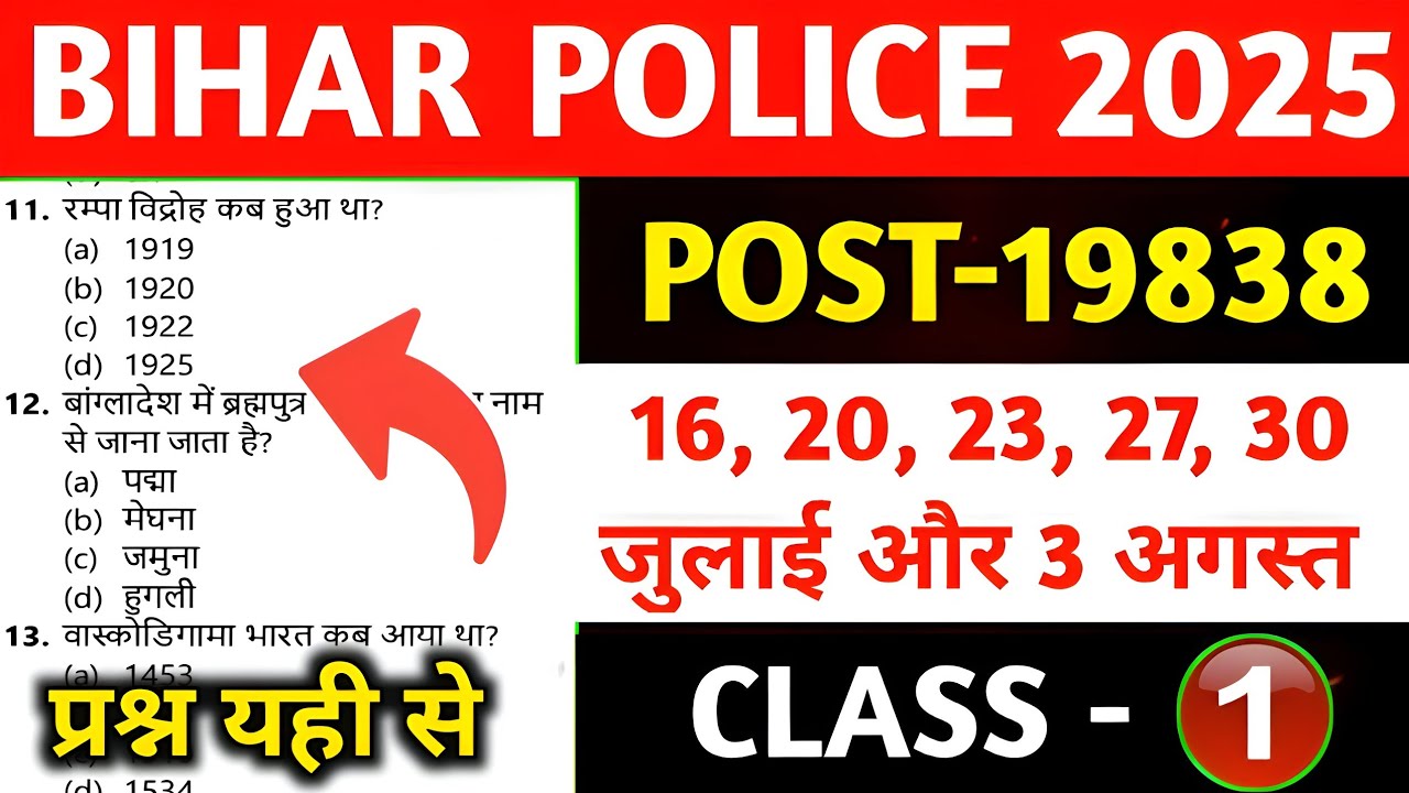 😱Bihar Police Original Paper | Bihar Police Constable GK/GS ...