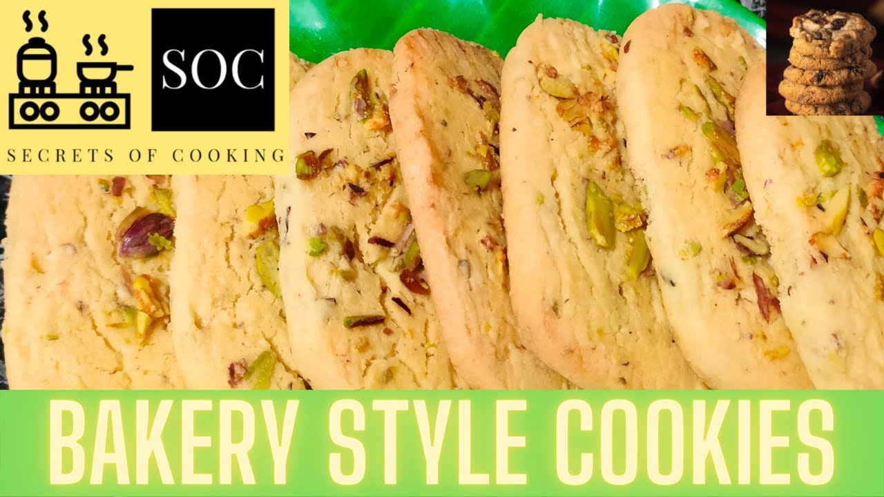 Pista Cookies Recipe | Egg less Cookies | Bakery Style Butter Cookies ...