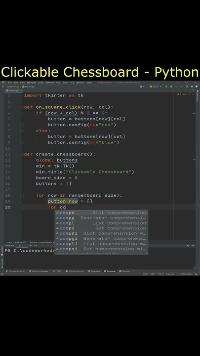 Clickable Chessboard in Python - #learnpython #pythonprogramming #tutorial - YouTube