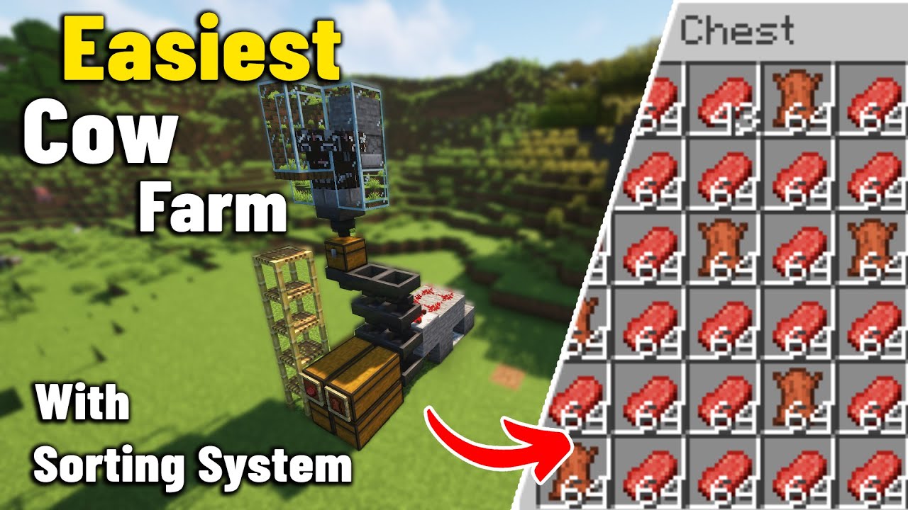 UPDATE Minecraft 1.20 Cow Farm With Sorting System - YouTube