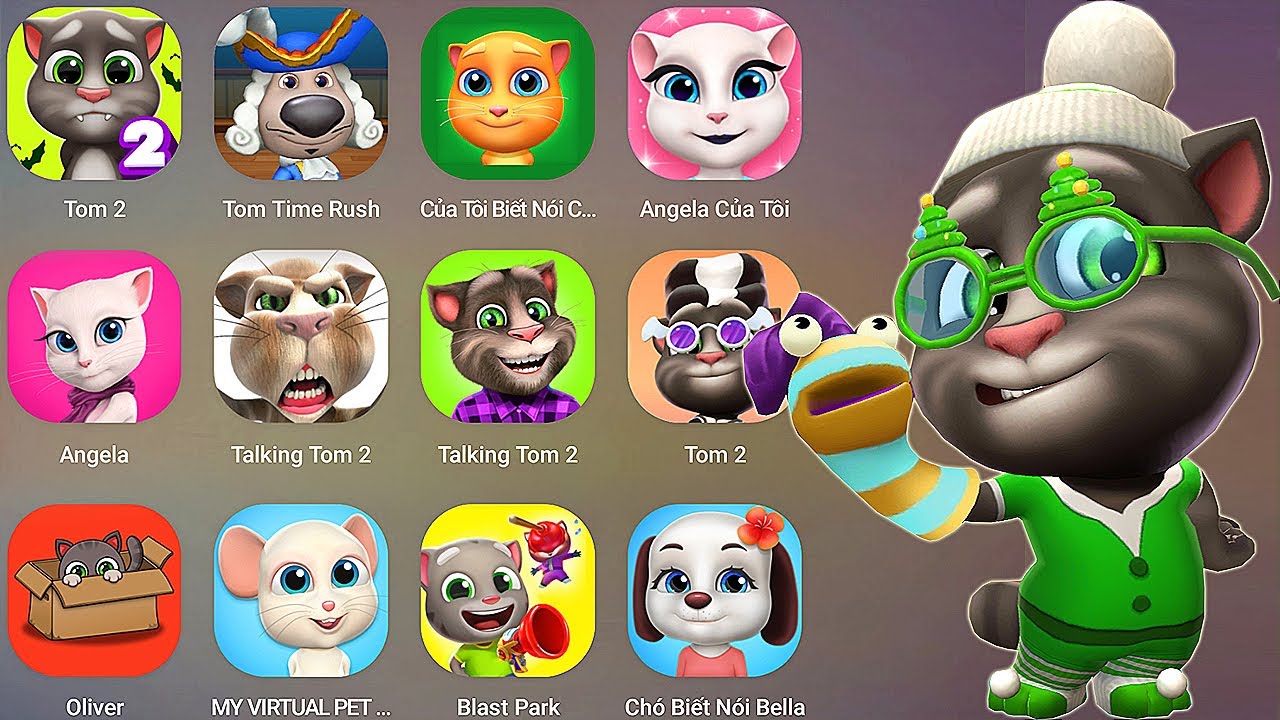 Talking Tom 2,Tom Time Rush,Angela,Talking Bella,Meo Tommy,Blast Park ...