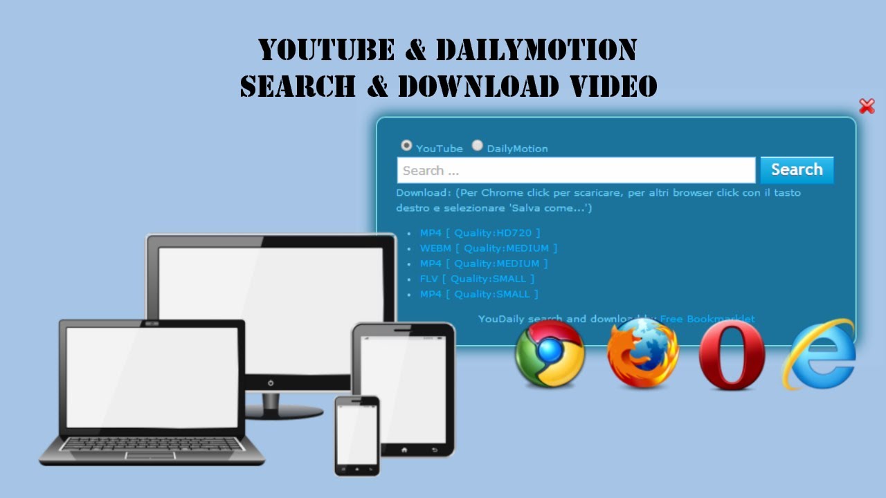 Bookmarklets | Youtube Dailymotion Search and Download | Download video youtube and dailymotion ...