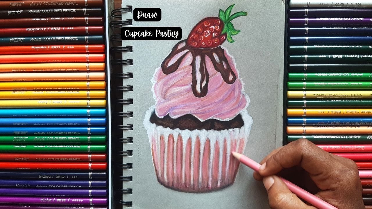 How to draw a Realistic Cupcake pastry on paper! - YouTube
