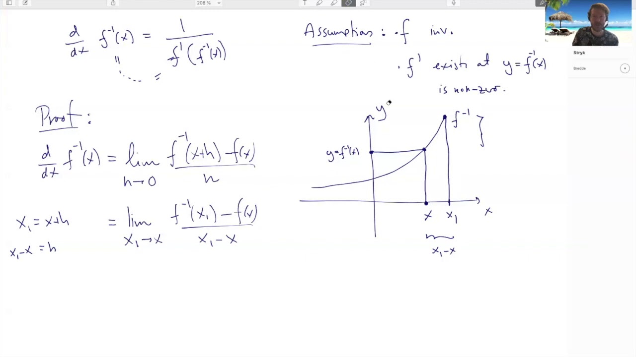 Proof for differentiation formula for inverse functions - YouTube