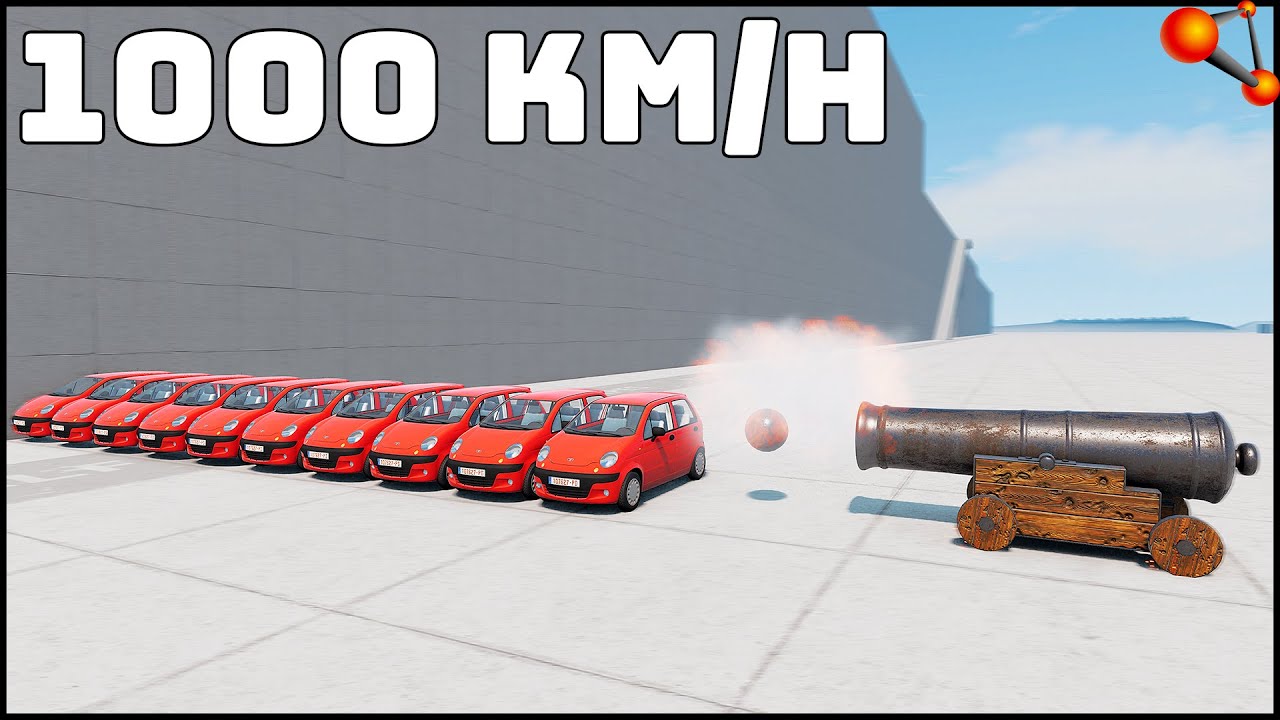 10 DAEWOO MATIZ vs OLD CANNON! 1000 Km/H CRASH TEST! - BeamNg Drive ...