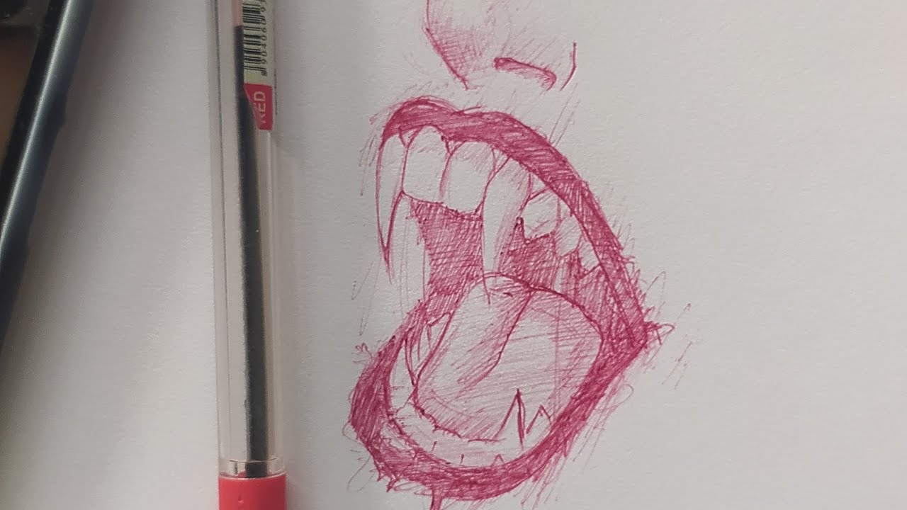 Monsters teeth Drawing ll horror art with pen #drawing - YouTube