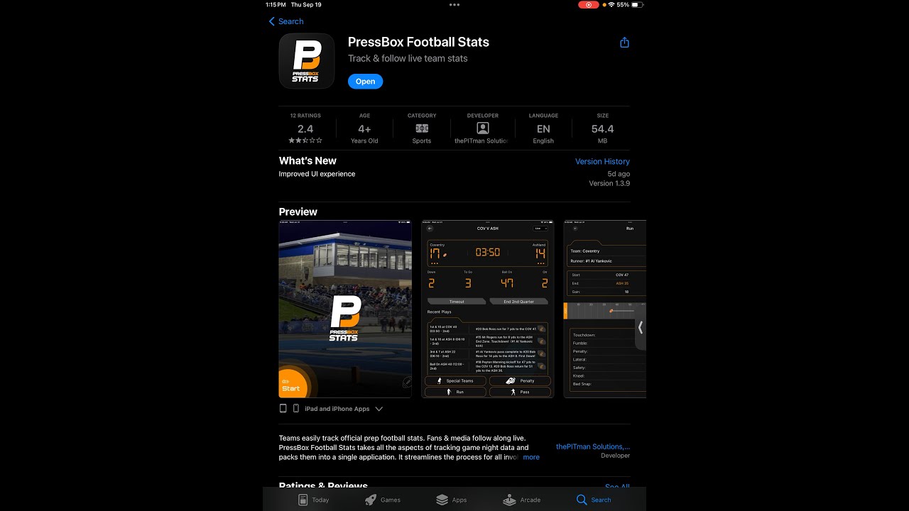 PressBox Football Stats - Checking the App Version - YouTube