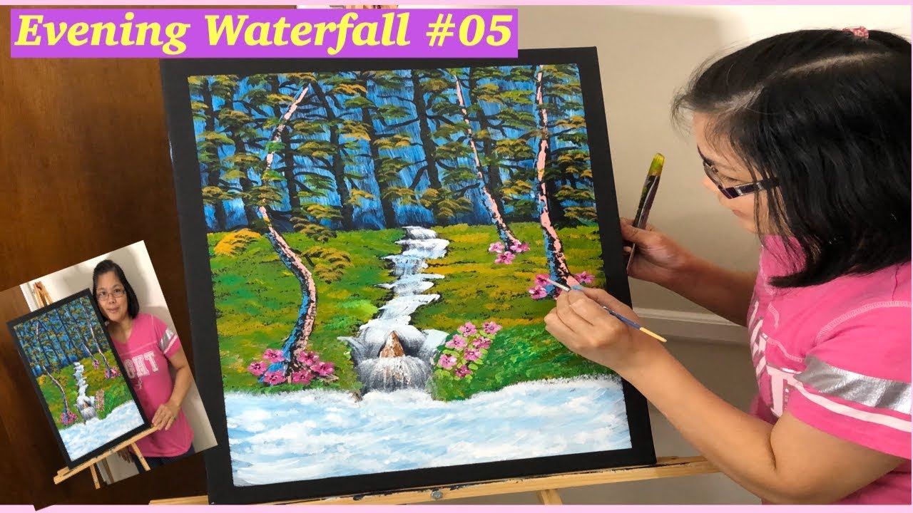 ACRYLIC PAINTING| I tried Following a Bob Ross Painting Tutorial ...