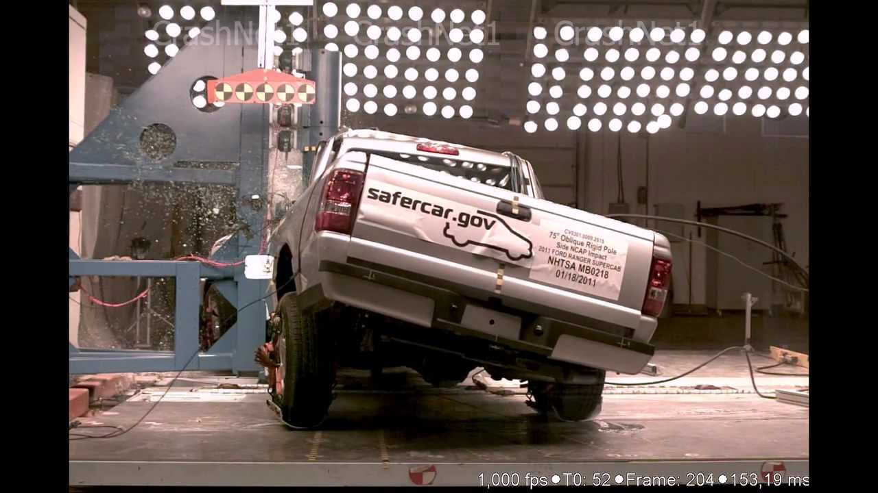 2011 Ford Ranger SuperCab | Pole Crash Test by NHTSA | CrashNet1 - YouTube