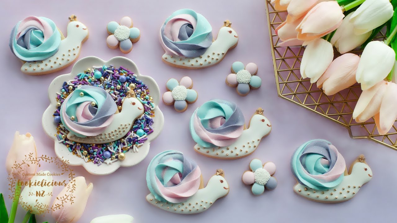 How to Create Cute PASTEL RAINBOW SWIRL Snail Cookies - ColorSwirl 3 ...