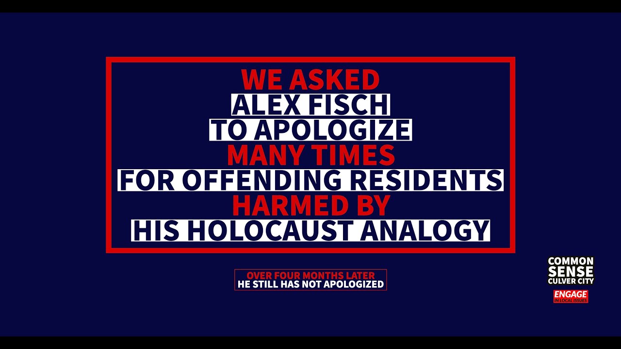 ALEX FISCH WON'T APOLOGIZE: his harmful, painful Holocaust analogy ...