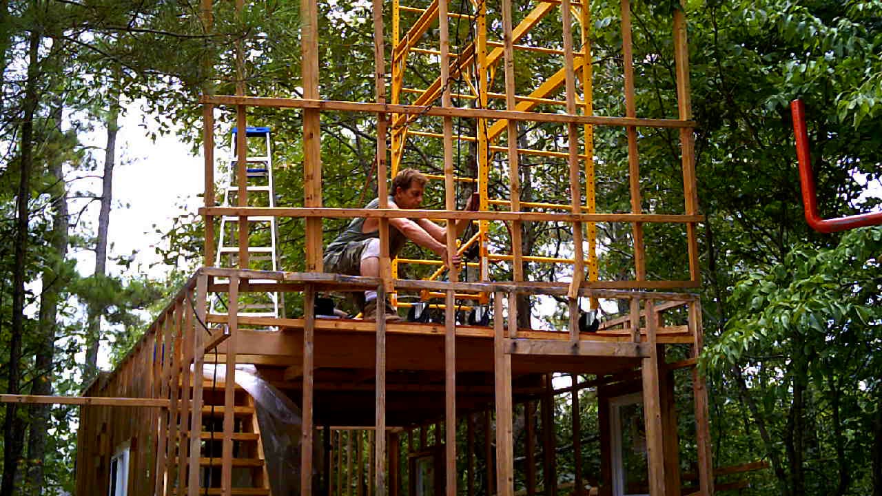 DIY How to set 8 ft wide second story framed walls by yourself with ...