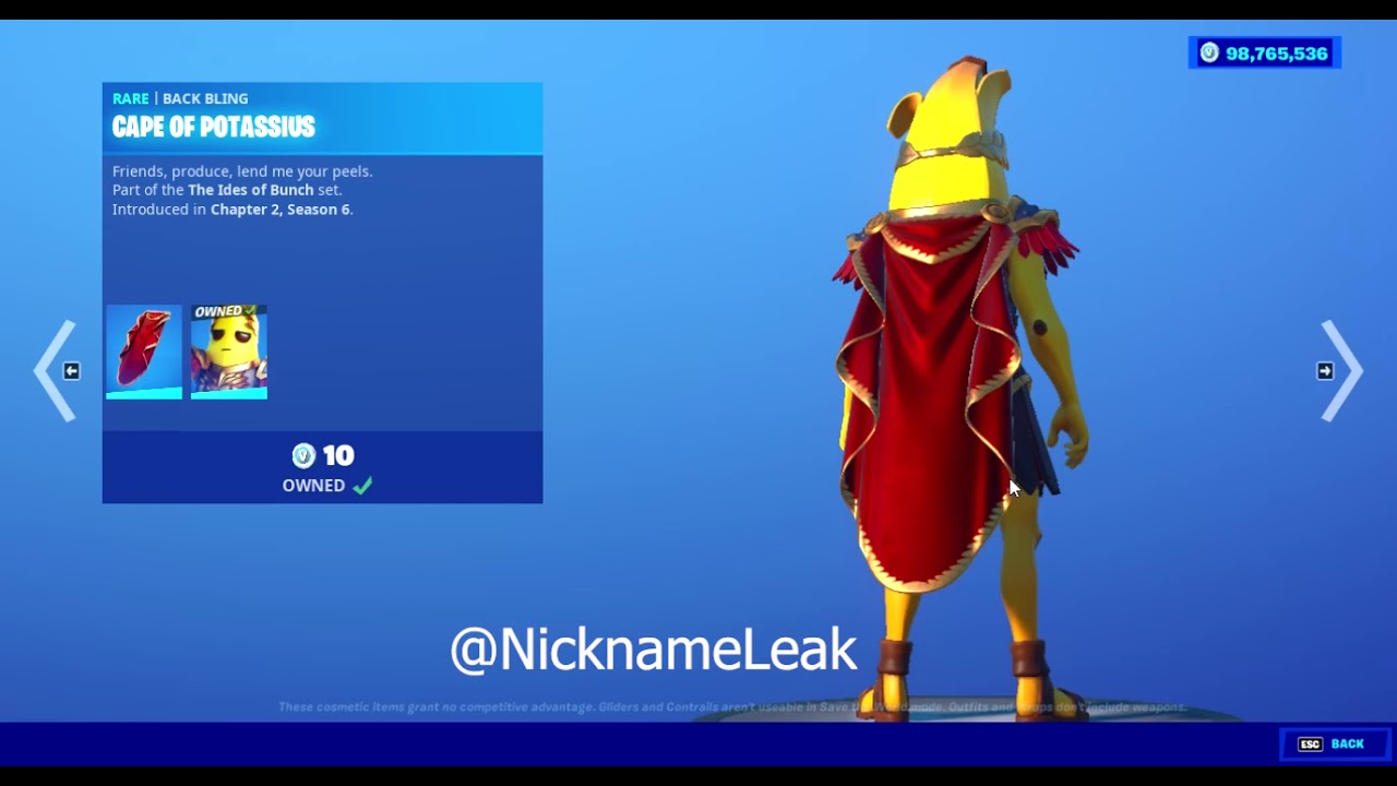 Leaked Fortnite Potassius Peels (ancient gladiator peely) and Blades of ...