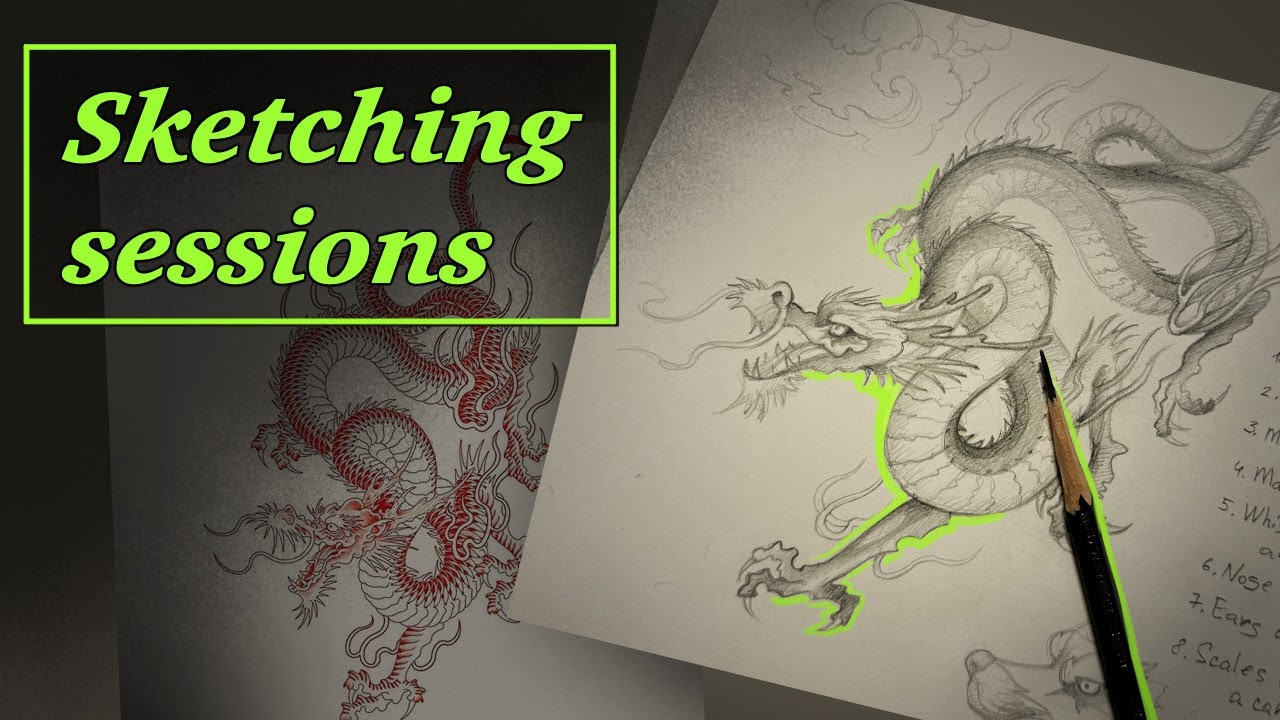 Dragon. Full Drawing. Time-lapse of Sketching. - YouTube